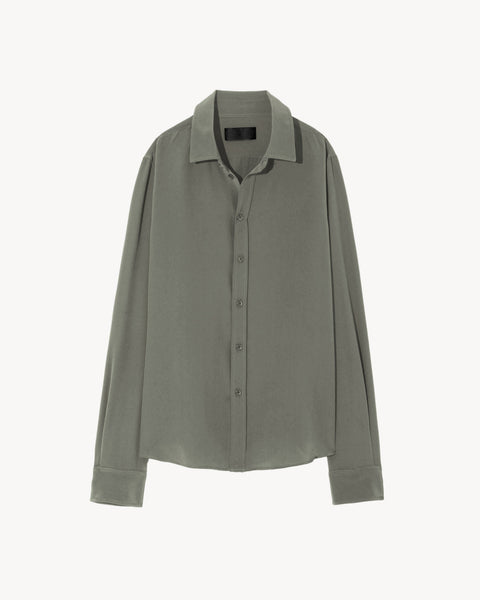 Gaia Slim Shirt in Admiral Green – chanElizabeth